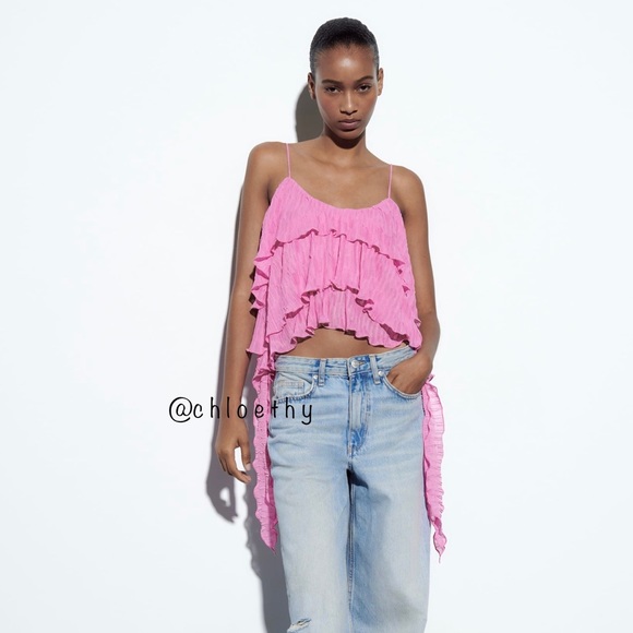 Zara | Tops | Zara Ruffled Pleated Top | Poshmark